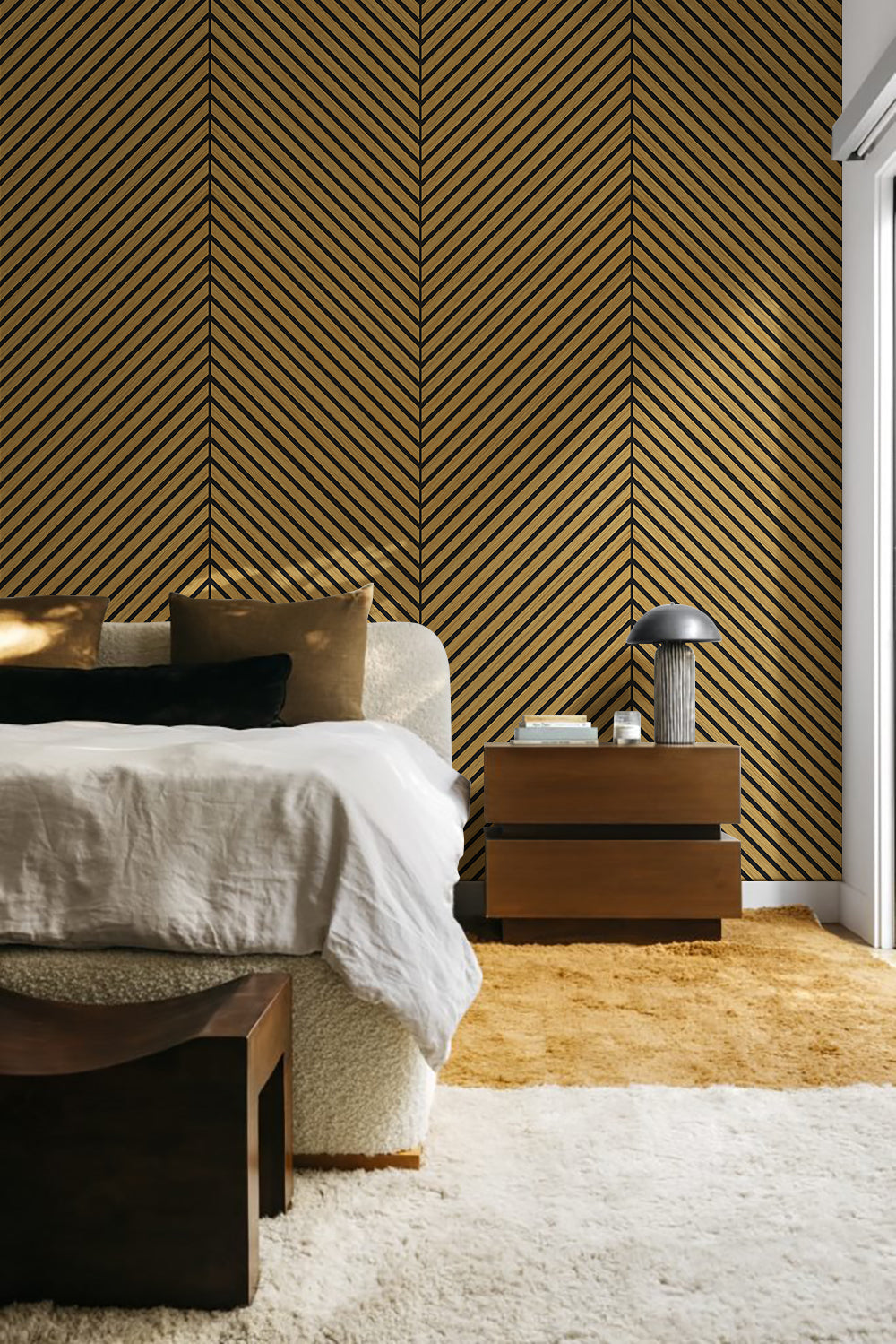 Herringbone Acoustic Wood Panel in Teak | Stylish & Sound-Optimized ...