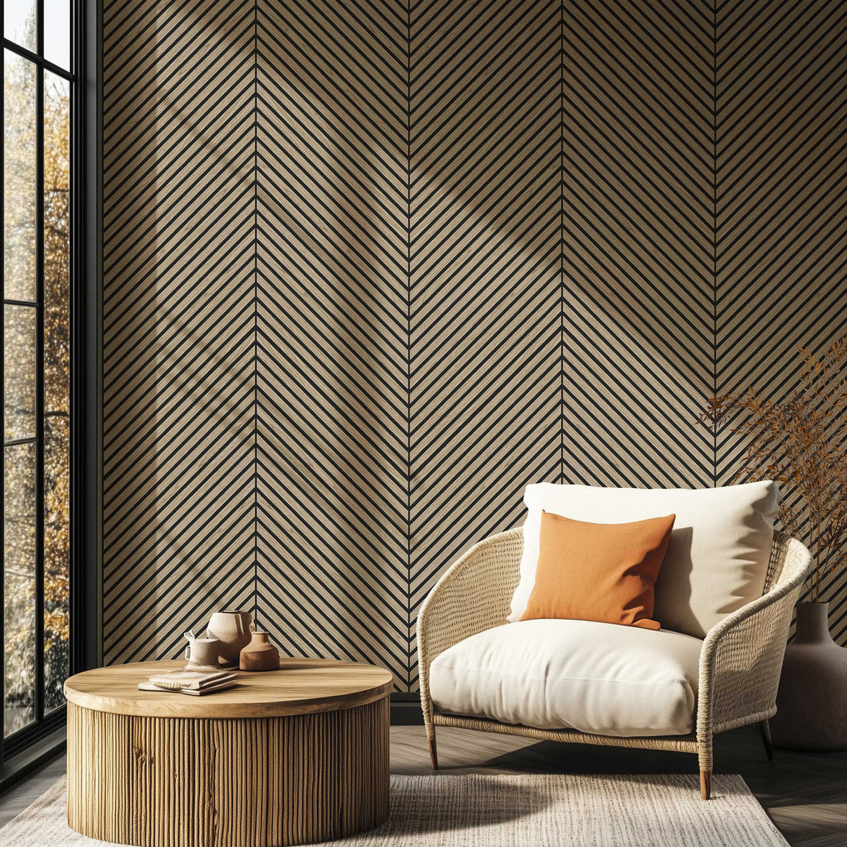 Herringbone Acoustic Wood Panel in Walnut | Stylish & Sound-Optimized ...