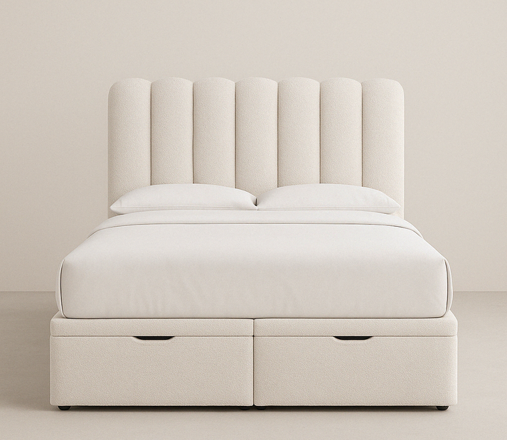 Elara Ottoman Bed – Cloud Headboard with End-Lift Storage Base – Urban ...