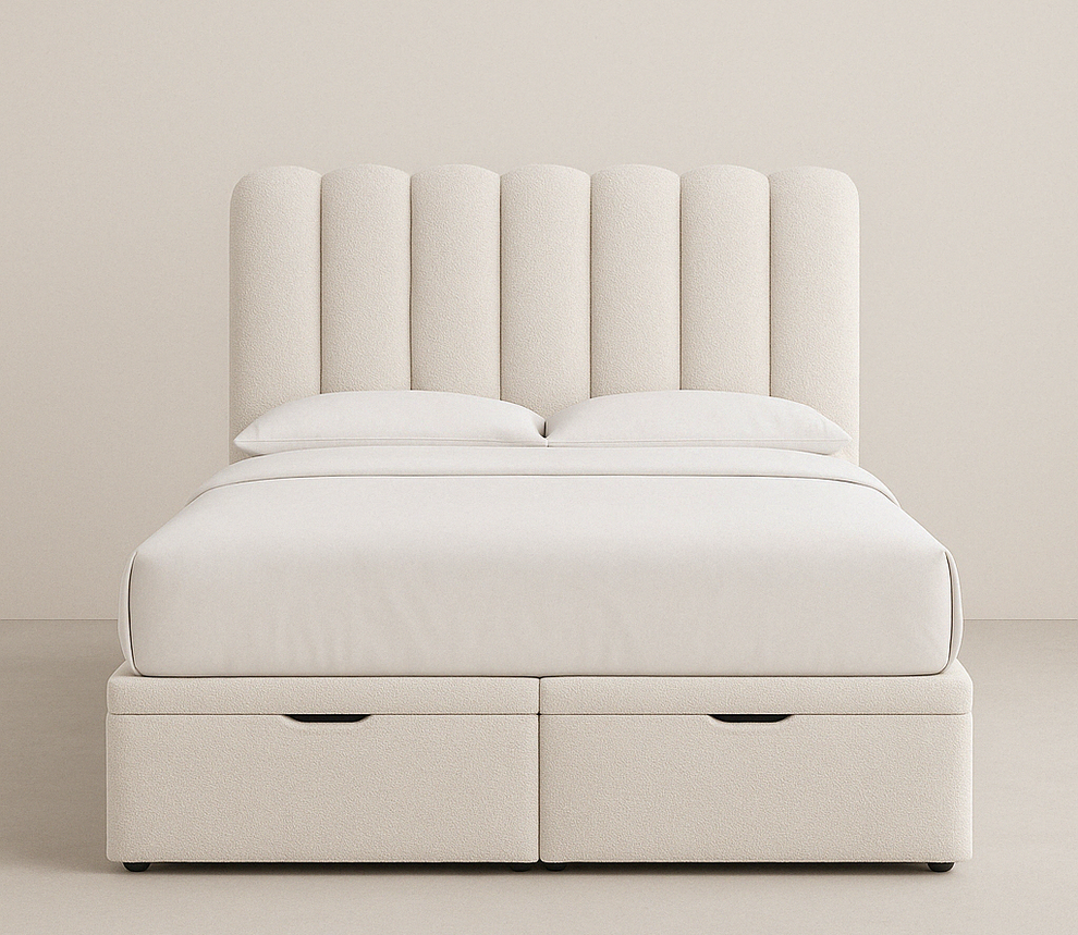 Elara Ottoman Bed – Cloud Headboard with End-Lift Storage Base – Urban ...