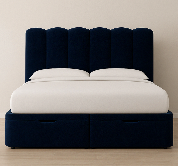 Elara Ottoman Bed – Cloud Headboard with End-Lift Storage Base – Urban ...